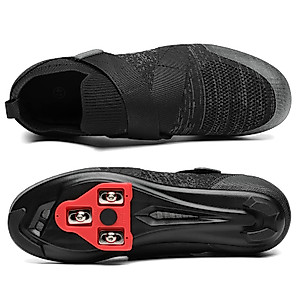 Unisex Cycling Shoes Compatible with Peloton Bike & SPD Indoor Road Riding Biking Bike Shoes with Delta Cleats Included for Men Women Black M5.5 X