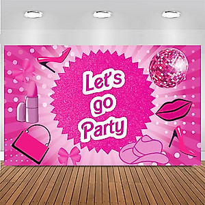 Hot Pink Let's Go Party Banner Princess Themed Banner Photo Frame Photography Background Girls Women Birthday Bachelorette Party Banner Decorations Photo Props Party Favor