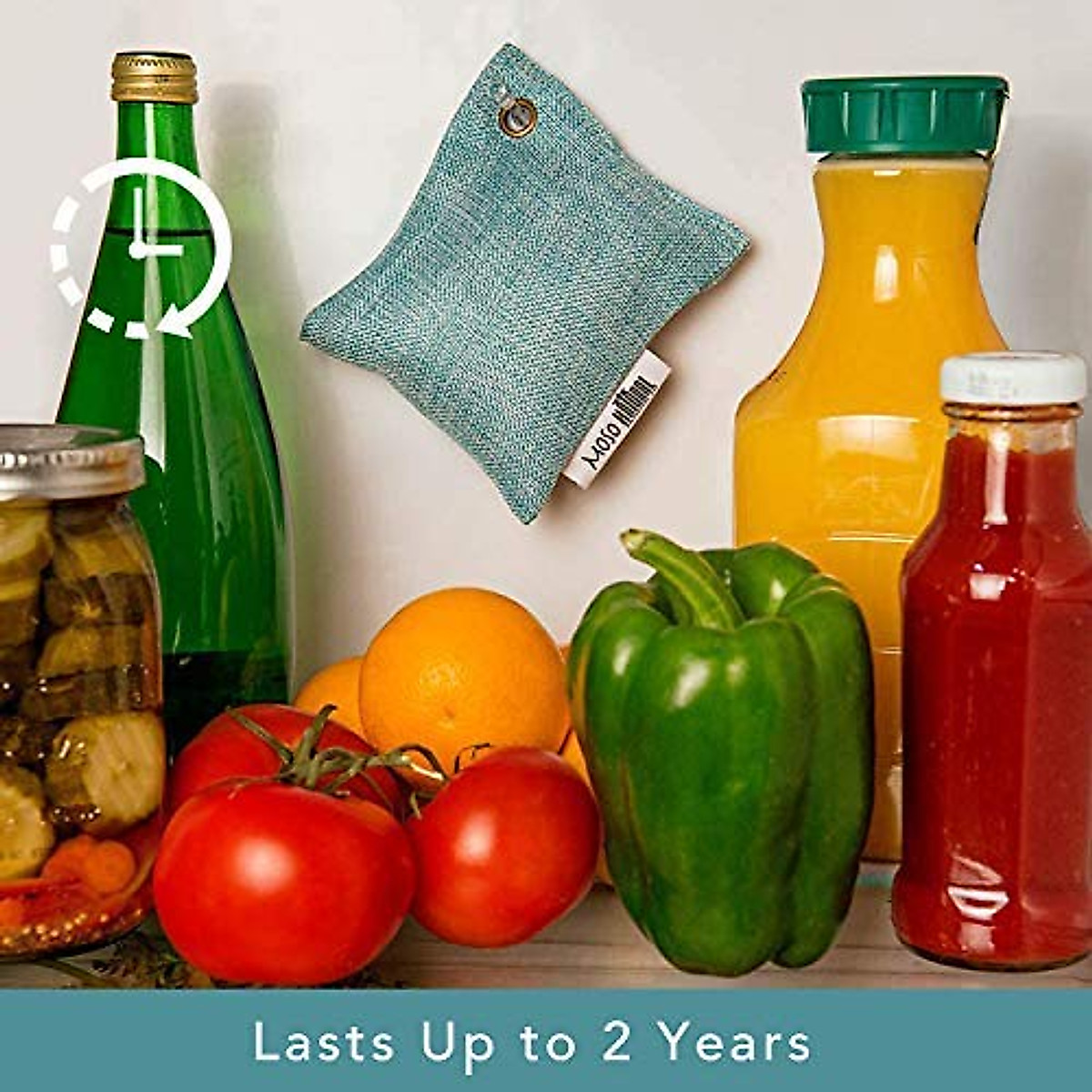 Moso Natural Air Purifying Bag for the Refrigerator and Freezer. (2 Pack) A Scent Free Odor Eliminator and Produce Saver