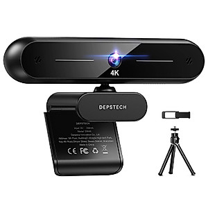 DEPSTECH 4K Webcam, DW40 Webcam with Microphone Autofocus HD Web Camera with Sony Sensor, Privacy Cover & Tripod, Plug and Play USB 8MP Camera Computer Streaming Webcam for Laptop PC/Video Call/Zoom