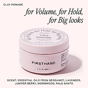 Firsthand Supply Clay Pomade - Clean & Non-toxic Hair Care Ingredients - Long Lasting & Easy to Restyle - 3oz (88ml)