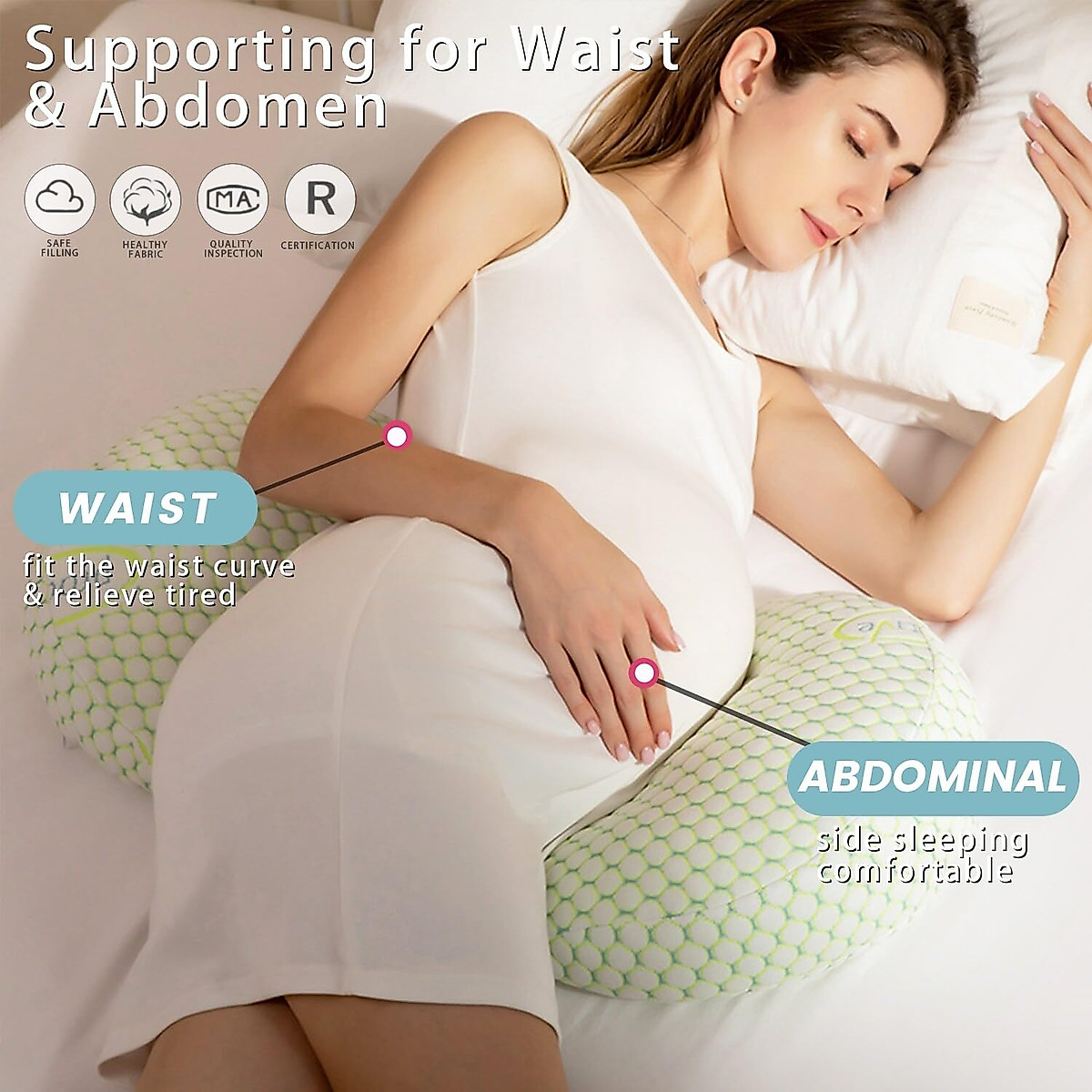 ZiZa Pregnancy Pillows, Maternity Pillow, Pregnancy Pillow Side Sleeper, Pregnancy Pillows for Sleeping on Stomach