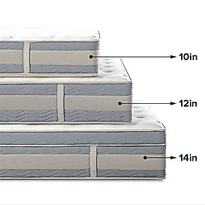 ZINUS 12 Inch Green Tea Cooling Gel Memory Foam Hybrid Mattress / Pocket Innersprings for Motion Isolation / Edge Support, Queen, White