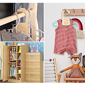 ABSOFINE Baby Closet Dividers, 8PCS Wooden Double Nursery Closet Size Dividers, Baby Closet Organizer Closet Dividers from Newborn to 24 Months for Baby Girls or Boys