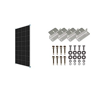 Renogy Solar Panel 175 Watt 12 Volt, High-Efficiency Monocrystalline PV Module Power Charger, 175W, Single & Solar Panel Mounting Z Brackets Lightweight Aluminum Corrosion