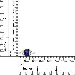 AFFY 14k Yellow Gold Over Sterling Silver Emerald Cut Blue Sapphire With Trillion White Topaz Ring Jewelry For Womens Ring Size-8