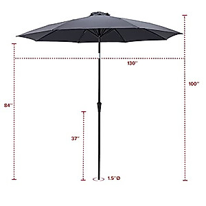 FLAME&SHADE 11 ft Outdoor Market Patio Table Umbrella with Fiberglass Rib Tips and Tilt, Anthracite