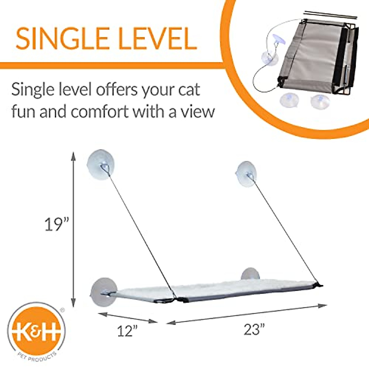 K&H PET PRODUCTS Window Lounger Cat Perch Natural 12 X 23 Inches