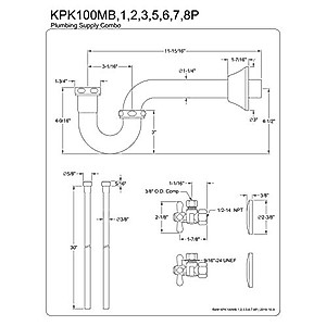 Kingston Brass KPK107P Trimscape Plumbing Supply Kit Combo, Brushed Brass