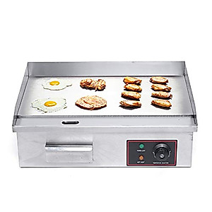 Electric Griddle, 110V Commercial Restaurant Countertop Grill Stainless Steel Flat Top Griddle Nonstick Teppanyaki Machine with Adjustable Temperature Control 50-300℃ for Home Restaurant Kitchen