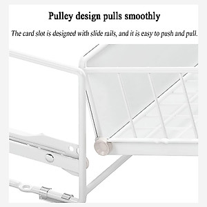 LEAYAN Under Sink Storage Storage Shelf for Bathroom Kitchen, Sliding Under Cabinet Organizer for Bathroom Kitchen Pull Out Drawer Under Cabinet Shelf Under Sink Rack Shelf, White 40.2x30x21.3cm