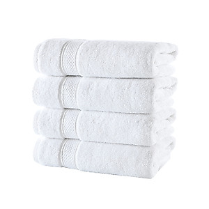 NOVA Luxury Linen - Hotel Quality Turkish Towel Set for Bathroom (4 Pcs Hand Towel Set, Pure White)