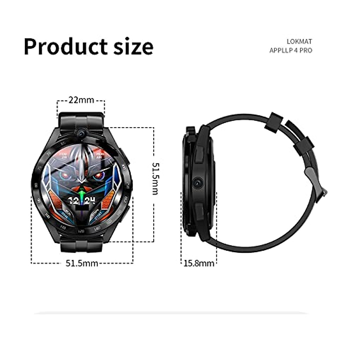 ZUONU Smart Watch Android 11 Sports Fitness Tracker GPS WiFi Men Watch Phone Camera Video Call RAM:6G RDM:128G (Color : C)