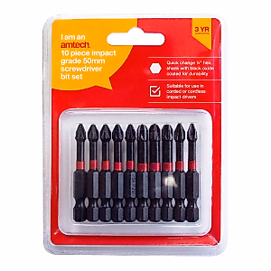 Amtech L2395 10 Piece Impact Screwdriver bit Set