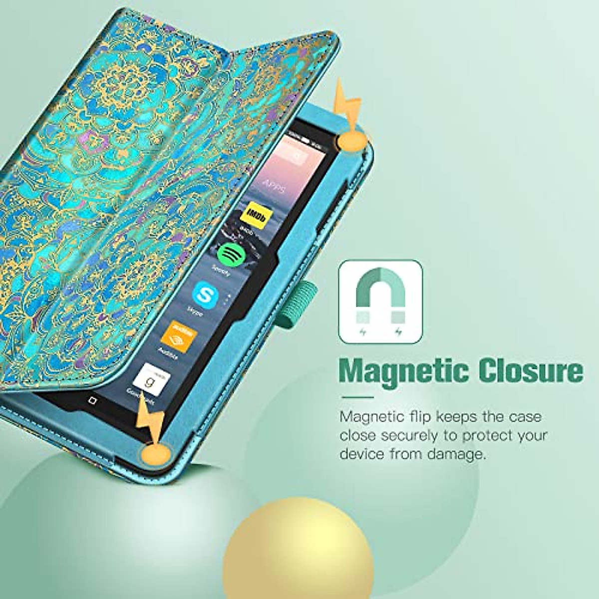 Fintie Folio Case for All-New Fire 7 Tablet (12th Generation, 2022 Release) Latest Model - Premium Vegan Leather Slim Fit Foldable Stand Cover with Auto Sleep/Wake, Shades of Blue