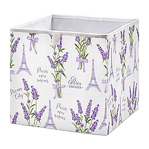 xigua Lavender Rectangle Storage Bin Large Collapsible Storage Basket Toys Clothes Organizer Box for Shelf Closet Bedroom Home Office, 15.8 x 10.6 x 7 Inch