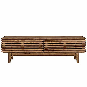 Modway Render 60" Mid-Century Modern Low Profile TV Stand in Walnut, 60 Inch