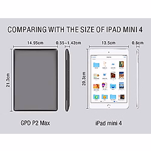 GPD P2 Max, Portable Ultrabook Laptop 8.9" Touch Screen Win 10 Home CPU Intel m3-8100Y 8GB RAM/512GB Storage Built-in Camera (Amber Black)