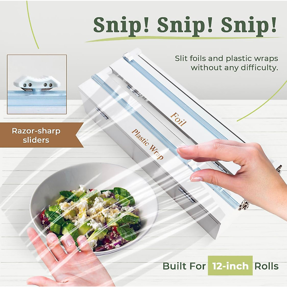 Ziplock Bag Storage Organizer, Foil & Plastic Wrap Dispenser with Cutter, Zip Lock Bag Container Organizer for Gallon, Quart, Sandwich &Snack Size, Bamboo Sandwich Bag Organizer for Kitchen Drawer