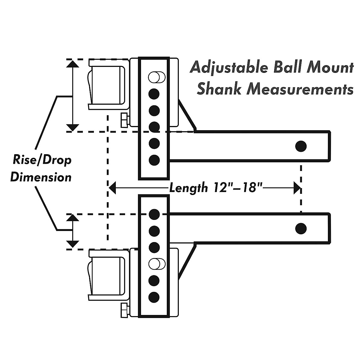 Camco EAZ-Lift Ball Mount Shank | Features an Adjustable Design, Powder-Coated Finish, and Fits a 2-inch x 2-inch Receiver (48132)