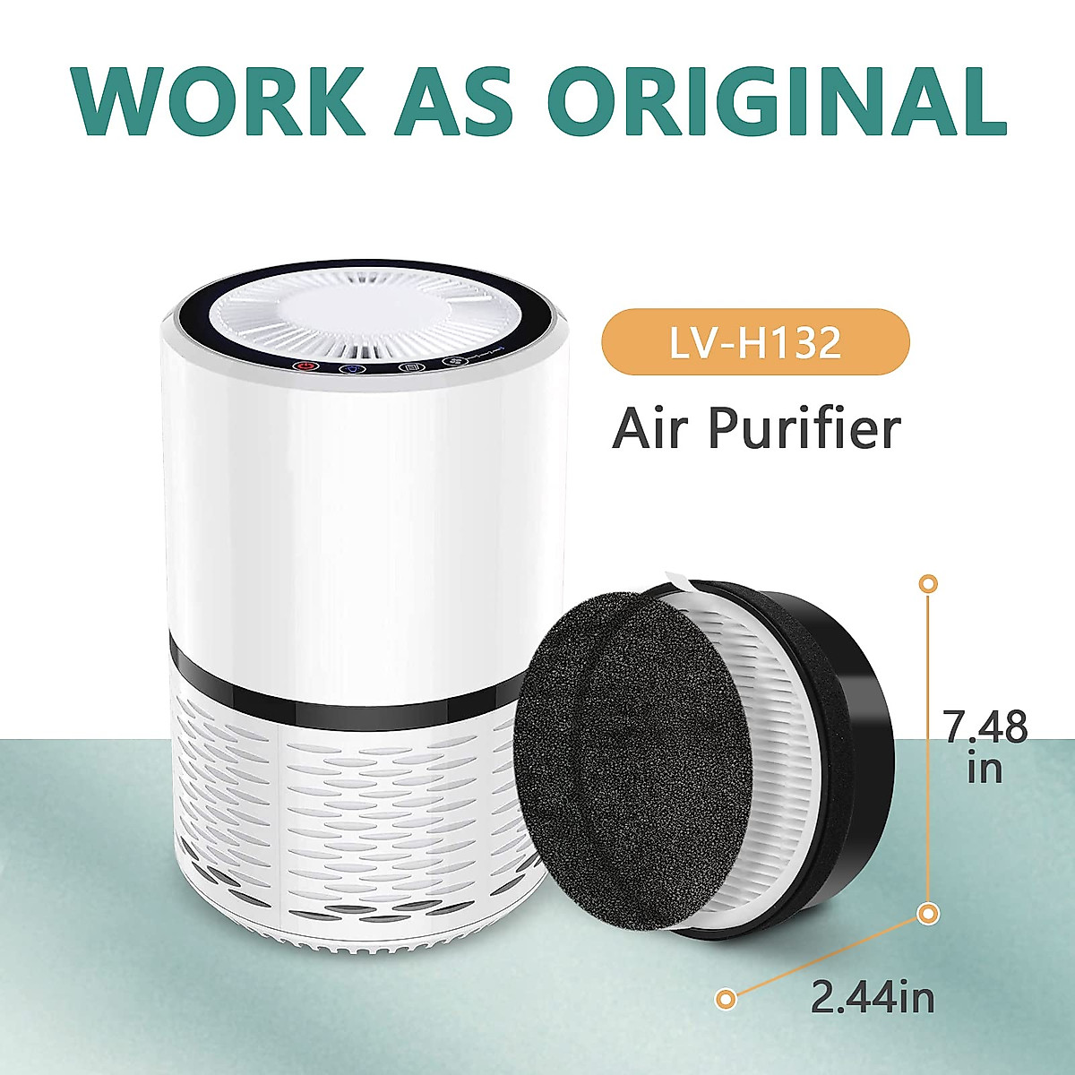 LV-H132 Replacement Filter Compatible with Levoit Filter Replacement LV-H132-RF and Levoit Air Purifier Filter LV-H132RX-RF for Levoit Air Purifier LV-H132 LV-H132RX, 2 Efficient filter & 8 Pre-Filter