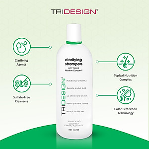 TRI Design Clarifying Shampoo – Designed to Removes Build Up for All Hair Types – Clarifying Shampoo for Curly, Fine, and Color Treated Hair – Purifying for Hard Water and Chlorine – 34 Oz