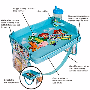 J.L. Childress Disney Baby 3-in-1 Travel Tray & iPad Tablet Holder - Car Seat Lap Tray for Toddlers, Kids - Use on Airplanes, Road Trips, Lap Desk - Tablet Holder and Carry Bag - Toy Story