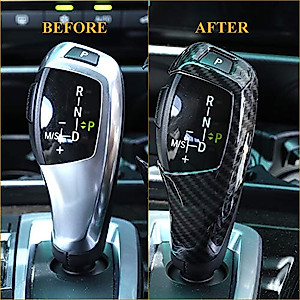 DesirePath Car Gear Shift Knob Cover Trim Carbon Panel Frame Cove Fiber Sticker Head Trim Fit for BMW E60 E70 X5 X6