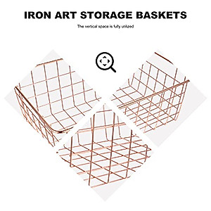 ORFOFE Basket Laundry Sundry Baskets Iron Makeup Gold Table Rose Books Desktop Blanket Organizer Storage Food Sundries Decorative Clothes Shelfrose Household Nesting Wire Cloths
