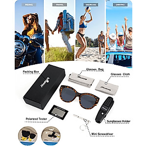 Meeloog Polarized Sunglasses Fit Over Glasses For Women, Trendy Round Sun Glasses Lightweight Wrap Around Shades MST0080 (P1 Tortoise Frame/Grey Lens)