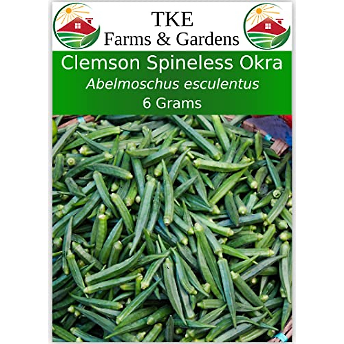 TKE Farms-Clemson Spineless Okra Seeds for Planting, 6 Grams ≈ 100 Seeds, Abelmoschus esculentus
