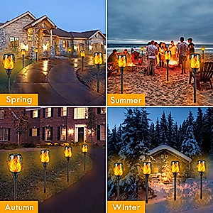 BOSSERN Solar Outdoor Lights,4pack Solar Flame Torch Lights with IP65 Solar Lights Outdoor Waterproof,Flickering Flame Garden Decor Lights,Auto On/Off Path Lights for Patio Garden Deck Yard Christmas