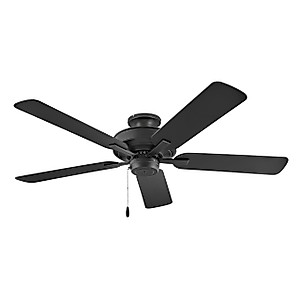 Hinkley Metro 52" Indoor Dual Mount Ceiling Fan with No Light - Traditional Style, Reversible Wooden Fan Blades - Matte Black - Remote Sold Separately