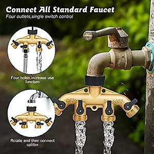 Garden Hose Splitter 4 Way Heavy Duty Brass Connector Tap Splitter (4WAY)