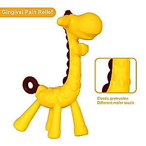 Baby Teething Toys, Silicone Baby Teether Soothe Babies Gums, Banana Toothbrushes, Fruit Shape Giraffe Teething Toys with Storage Case/Bpa-Free Teether Set for Toddler