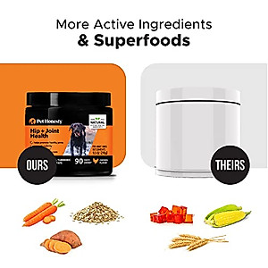 PetHonesty Hip & Joint Health - Dog Joint Supplement Support for Dogs with Glucosamine Chondroitin, MSM, Turmeric - Glucosamine for Dogs Soft Chews - Advanced Pet Joint Support and Mobility - (90 ct)