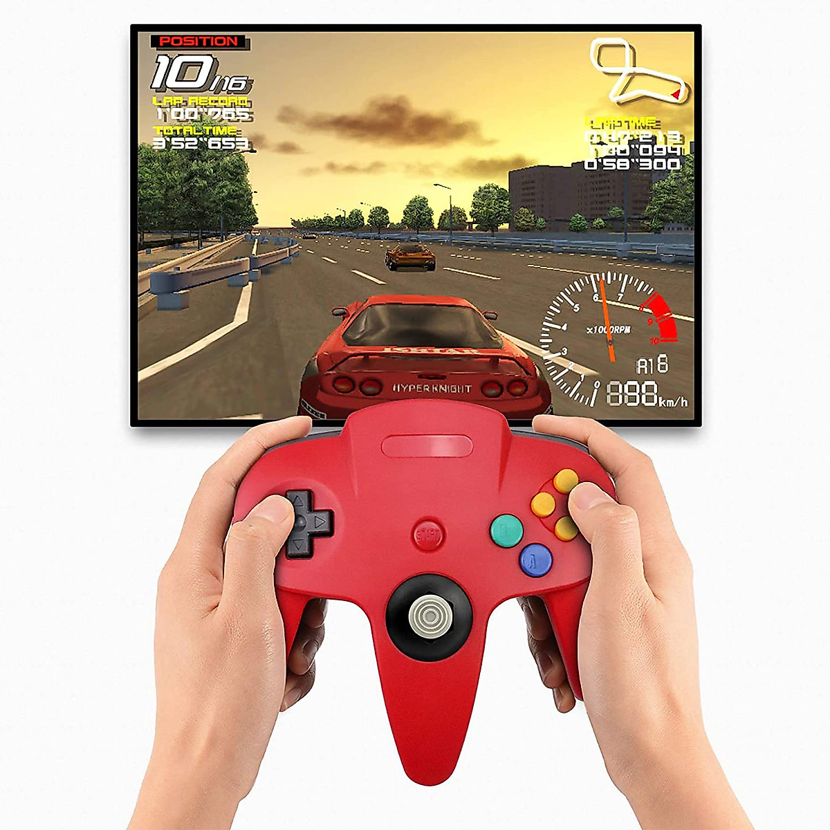 King Smart Birsppy N64 Controller, Wired N64 Controllers with Upgraded Joystick for Original Nintendo 64 Console (Jungle Green and Clear Purple)