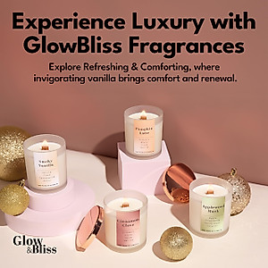 GLOW & BLISS Scented Candles - Jar Soy Candles for Home Scented, Wood Wicked Candles with 45-55 Hour Burn Time, Hand-Poured & All Natural Soy Coconut Wax - Orchid Black Berry (8 oz)