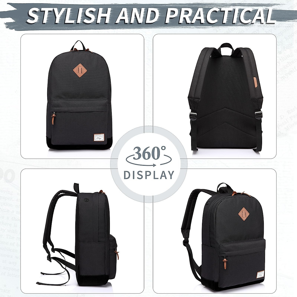 Kasqo School Backpack, Classic Lightweight 14 Inch Laptop Bookbag for Men Women Teens Girls Boys College, Red