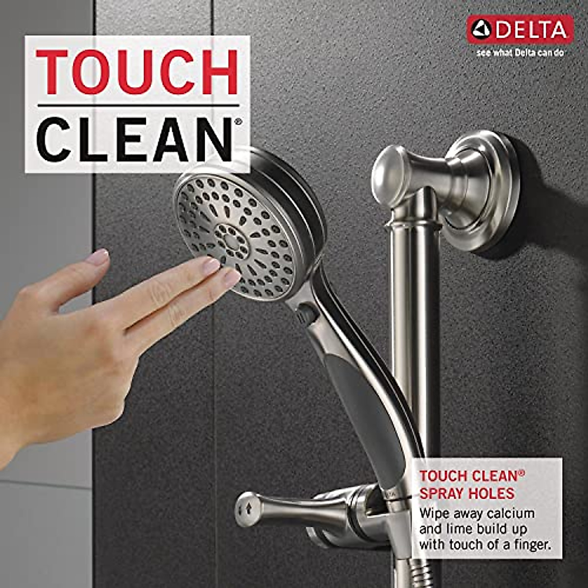Delta Faucet 9-Spray ADA-Compliant Slide Bar Hand Held Shower with Hose, Stainless 51900-SS