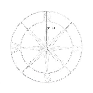 Bellaa 27529 Metal Wall Compass Nautical Coastal Beach Home Decor Captain Sailors Fisherman Round Rustic Distressed Red 30 inch