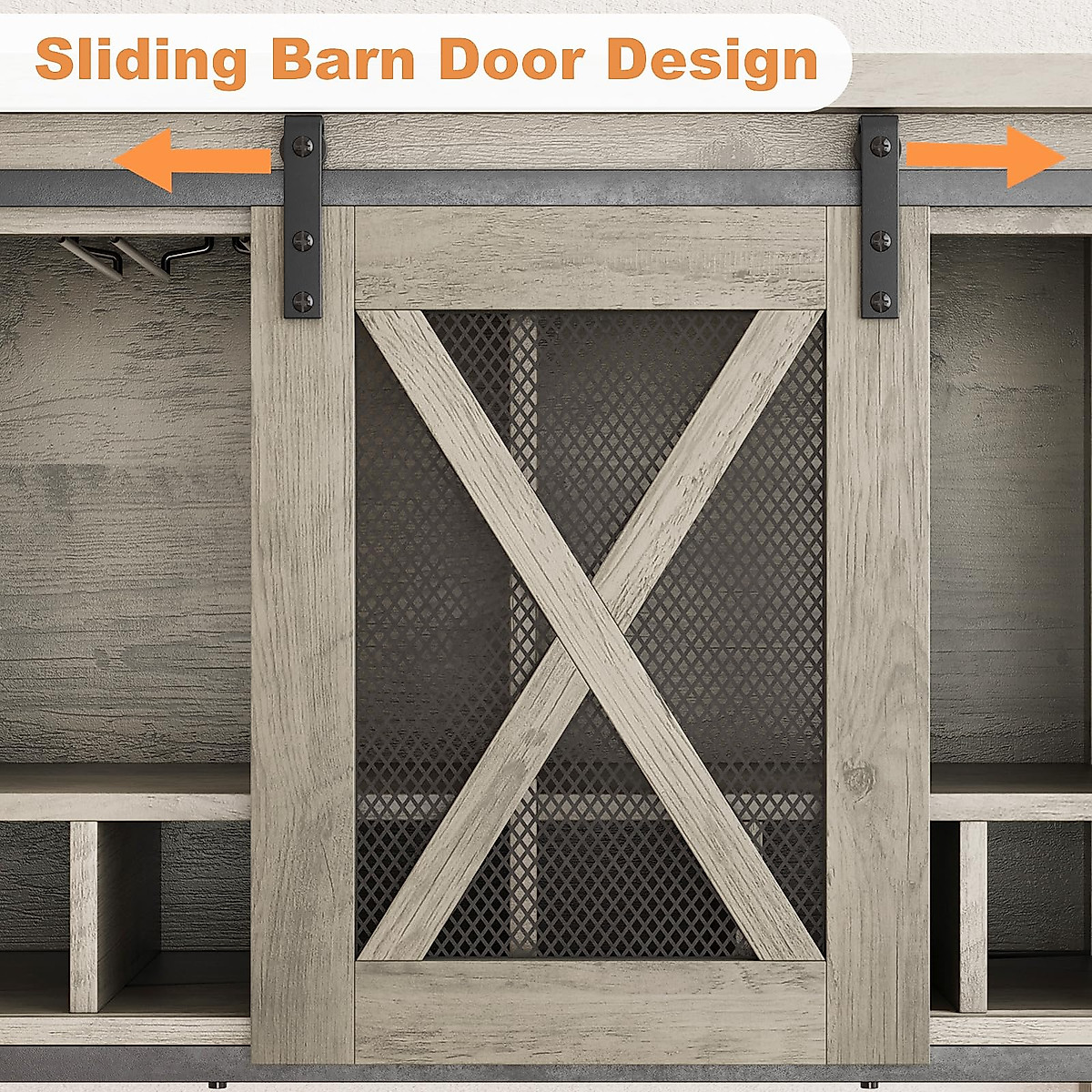 IDEALHOUSE Coffee Bar Cabinet, Sideboard Buffet Storage Cabinet with Storage, Farmhouse Wine Bar Cabinet with Wine Glass Rack, Liquor Cabinet Bar for Home, Kitchen, Dining, Living Room