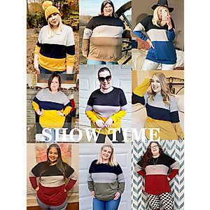 VISLILY 3x Womens Tops Plus Size Long Sleeve Shirts Loose Fit Tunic D 24w