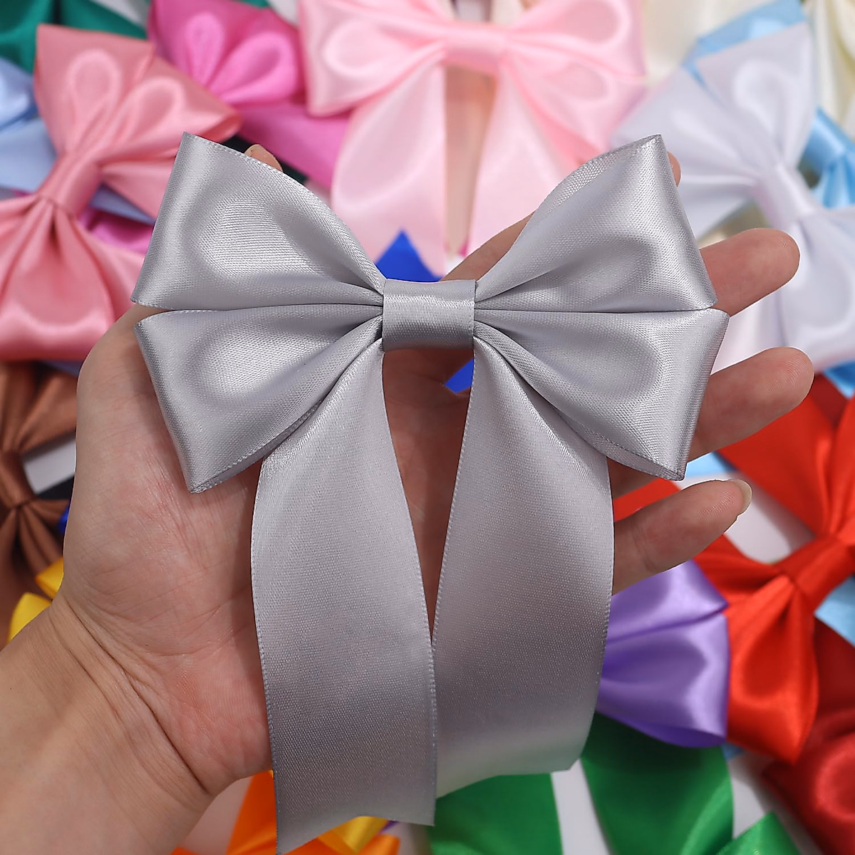 RIUNBB Gray Solid Satin Ribbon 1-1/2 Inch 25 Yards Solid Polyester Fabric Ribbon for Gift Wrapping Wedding Christmas Baby Shower Birthday Party Decoration Handmade Immortal Flower Craft