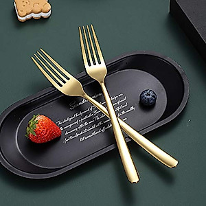 Gold Dinner Forks 4 Pieces, Homquen Sturdy Stainless Steel 8.1" Modern Design Forks Set, Table Fork, Salad Fork With Smooth Edge Dishwasher Safe