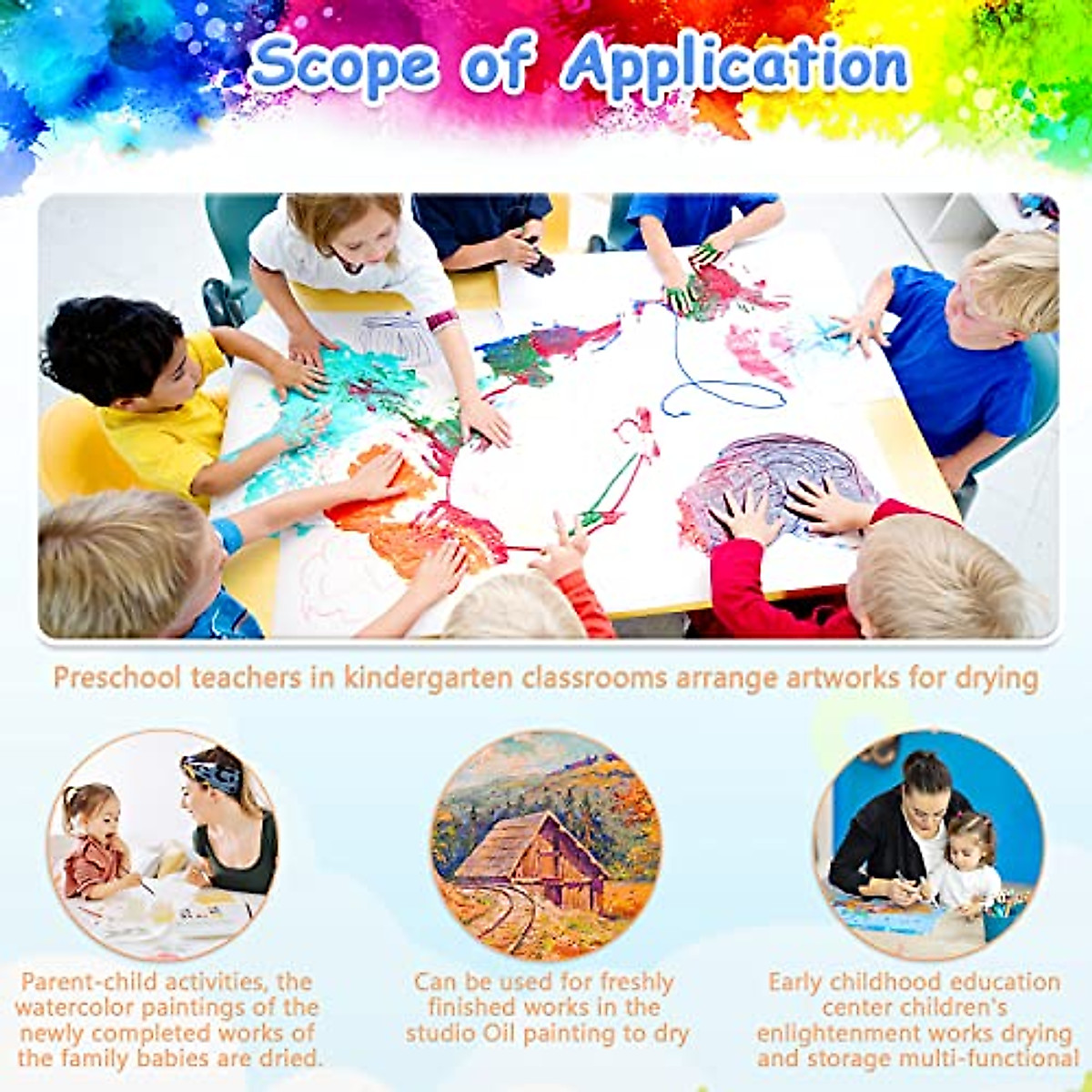 Lzttyee Art Drying Rack for Classroom Paint Drying Rack Art 16 Shelves Metal Artwork Storage Display Rack Art Drying Rack with Wheels for Classroom Painting Crafts (16 Shelves)