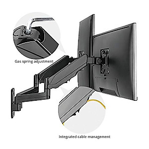 SIIG Aluminum Gas Spring Monitor Wall Mount - Heavy Duty Hold 17" to 32" Screens, Up to 19.8 lbs, VESA 75x75 or 100x100 (Dual Arm)