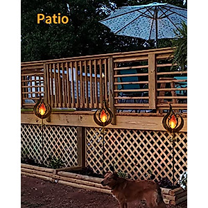 LOGUIDE Garden Solar Lights Outdoor Decorative,Metal LED Garden Stake Lights,Flame Shape Waterproof Garden Lights for Garden Art,Backyard,Deck,Flower Bed,Lawn,Patio or Outdoor Clearance Decorations