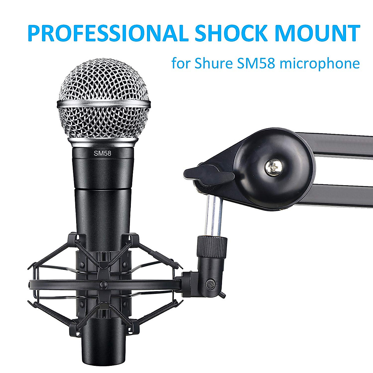 SUNMON SM58 Microphone Shock Mount Holder for Reduces Vibration and Noise, Suitable for Shure SM58-LC, SM58-CN Cardioid Dynamic Vocal Mic