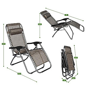 Livebest Set of 2 Adjustable Zero Gravity Chair Patio Lounge Chairs Folding Recliner Outdoor Pool Yard Beach